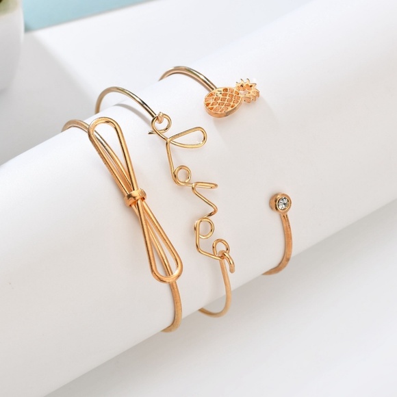 Jewelry | Rayne Golden Geometric Bracelet Set | Poshmark